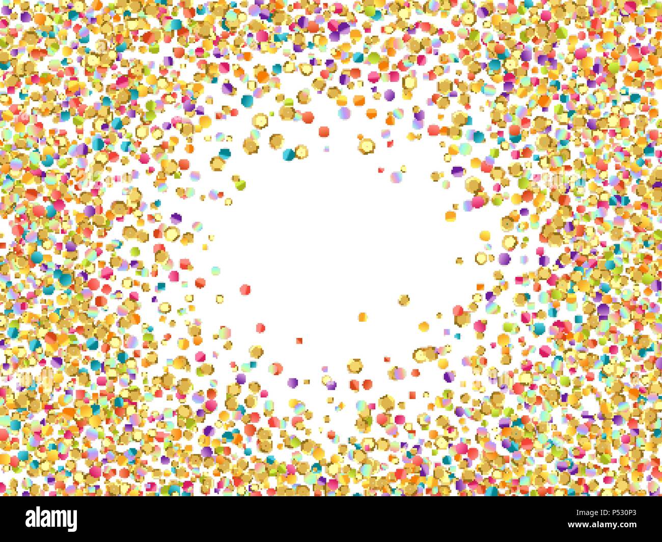 Celebrate pattern of shape gold sequins background of colored confetti ...