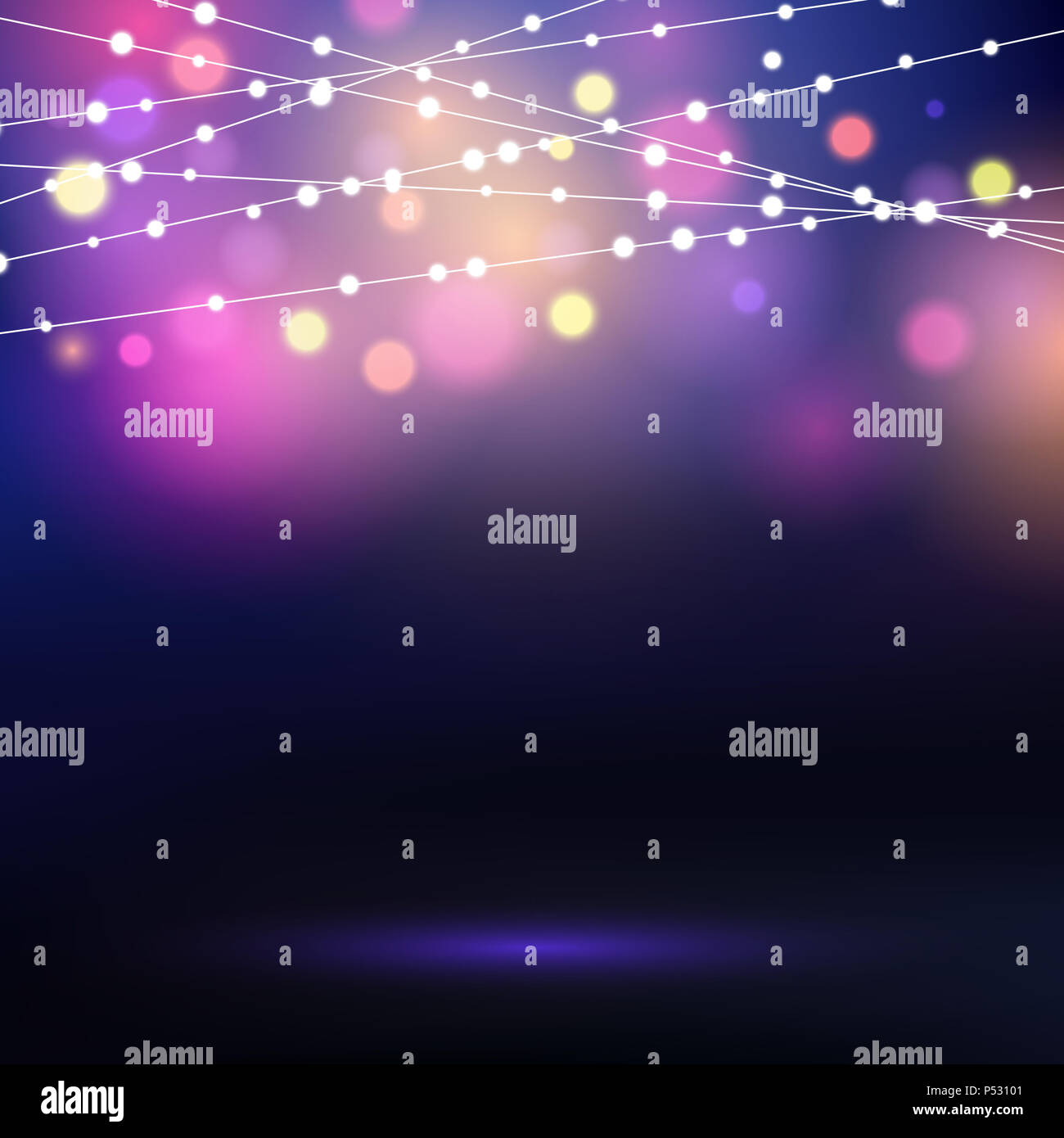 Holiday background with decorative string lights Stock Photo - Alamy