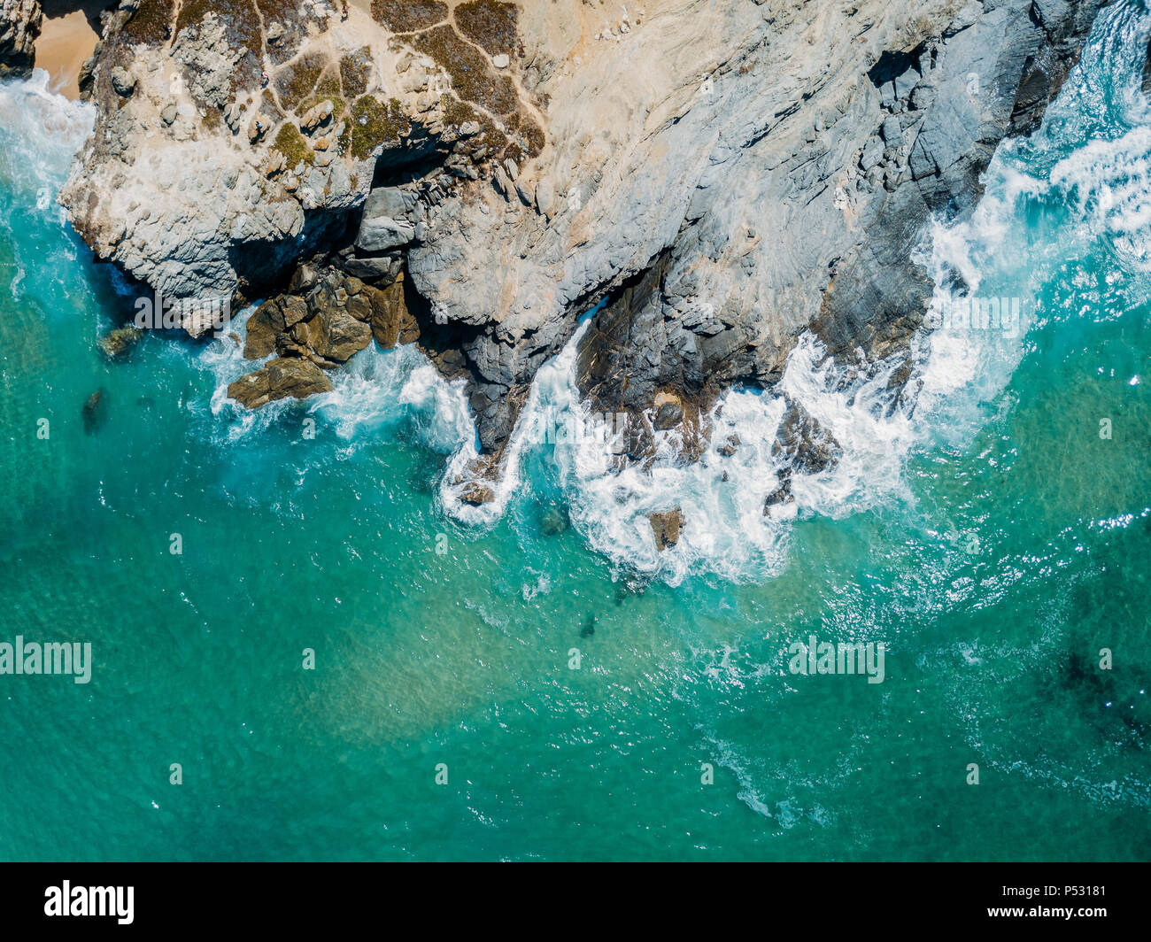 Aerial rocky coast waves hi-res stock photography and images - Alamy