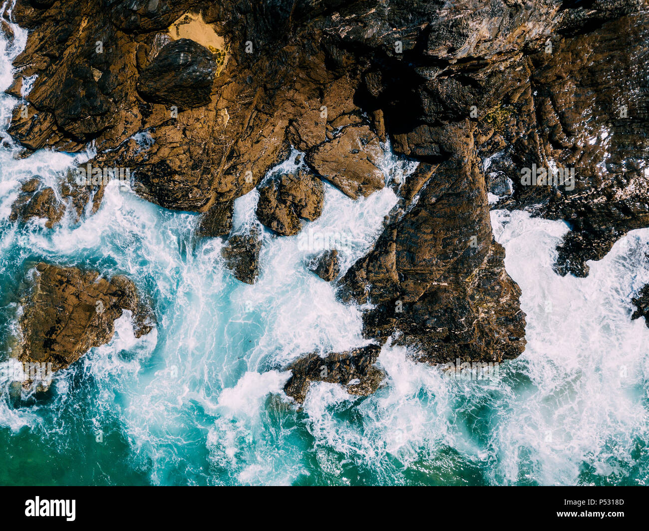 Aerial rocky coast waves hi-res stock photography and images - Alamy
