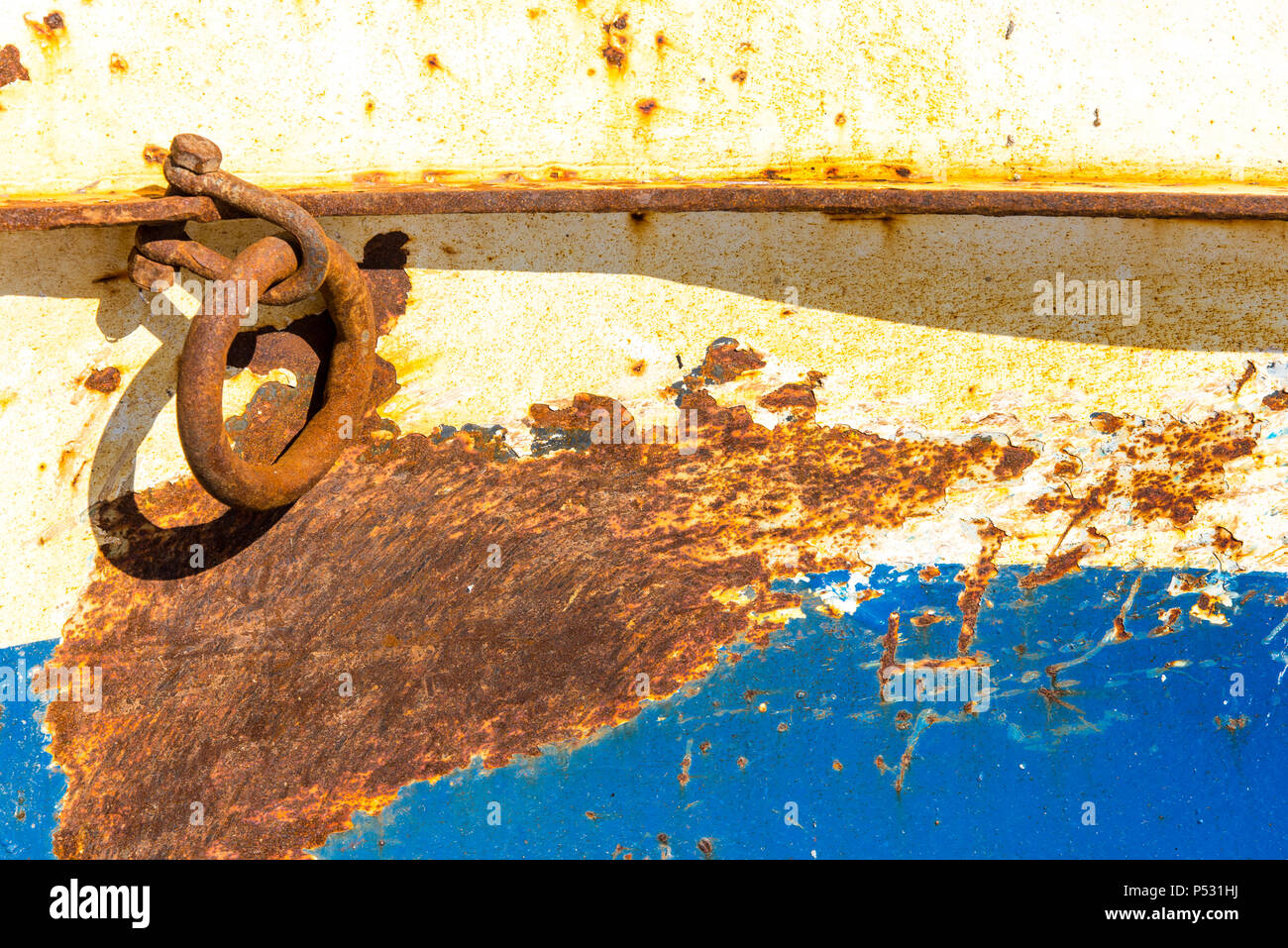 Section of rusted steel hull of a boast. Could be used as a background ...