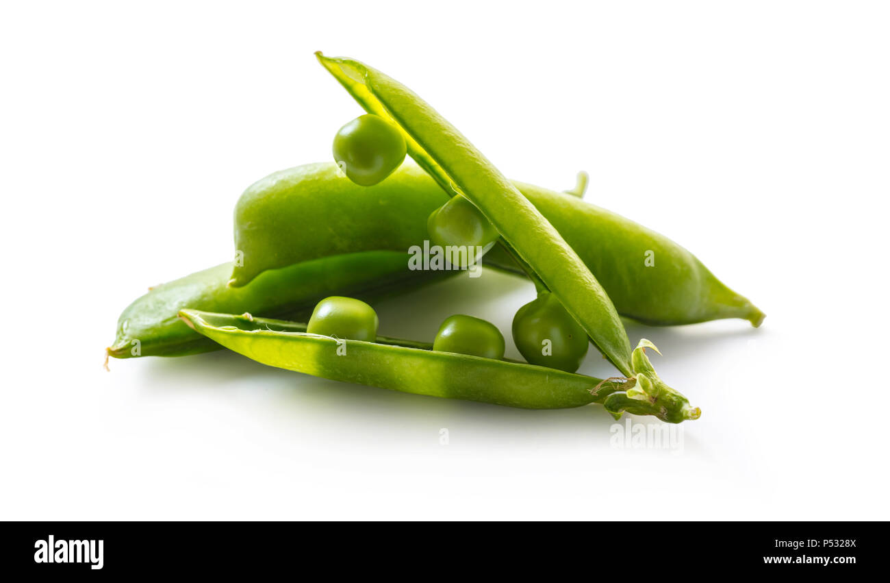 green peas pods isolated on a white background Stock Photo - Alamy