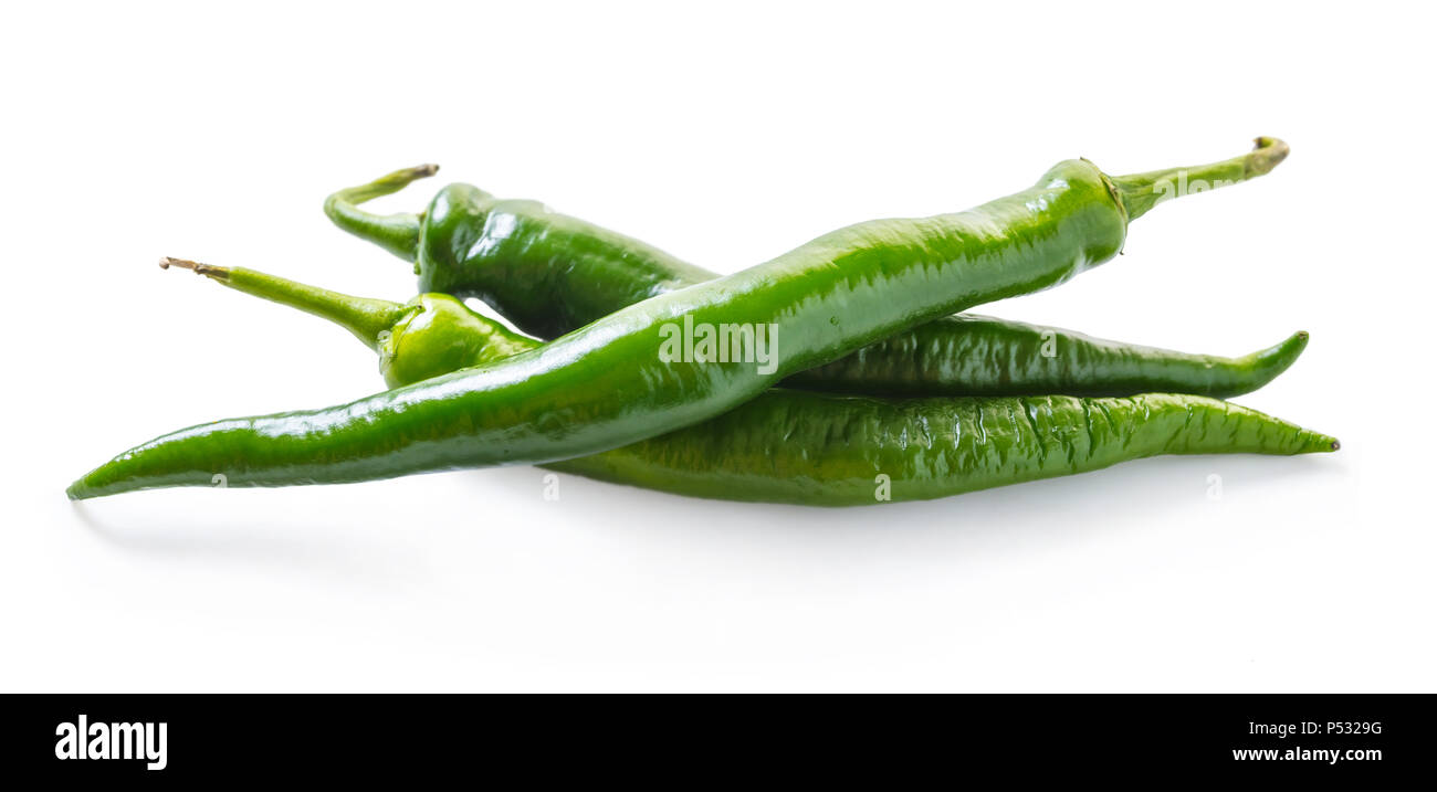 spicy green pepper on white isolated background Stock Photo - Alamy
