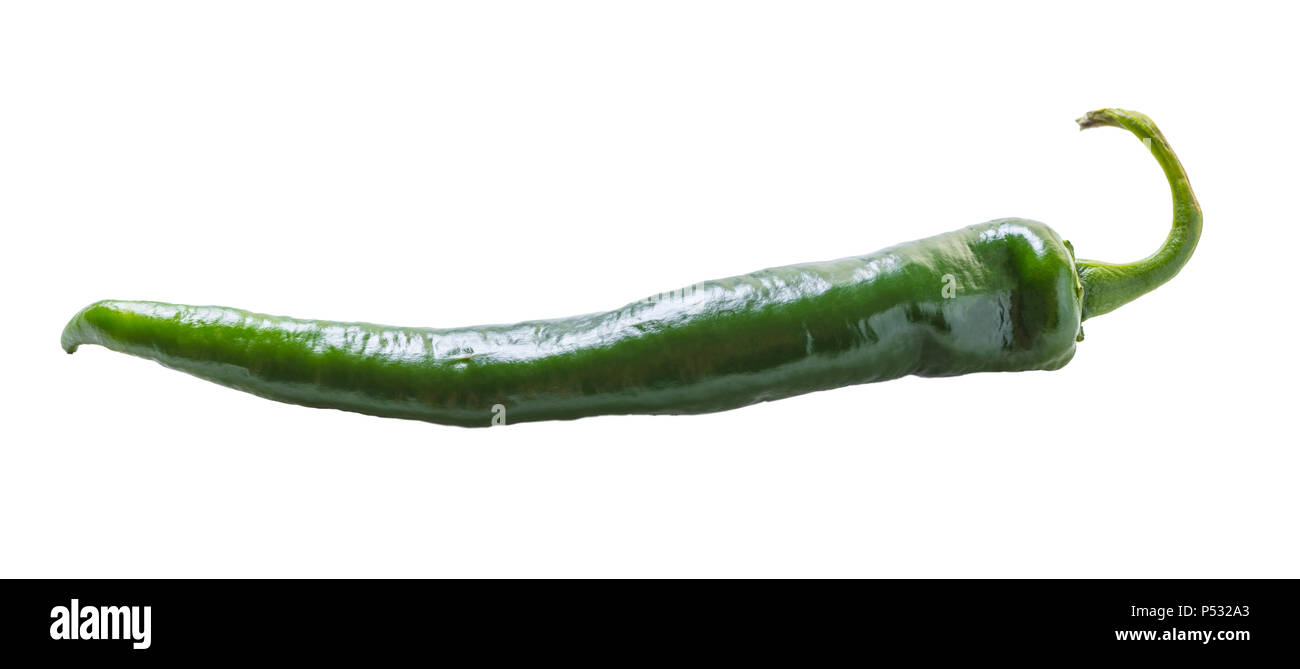 spicy green pepper on white isolated background Stock Photo - Alamy