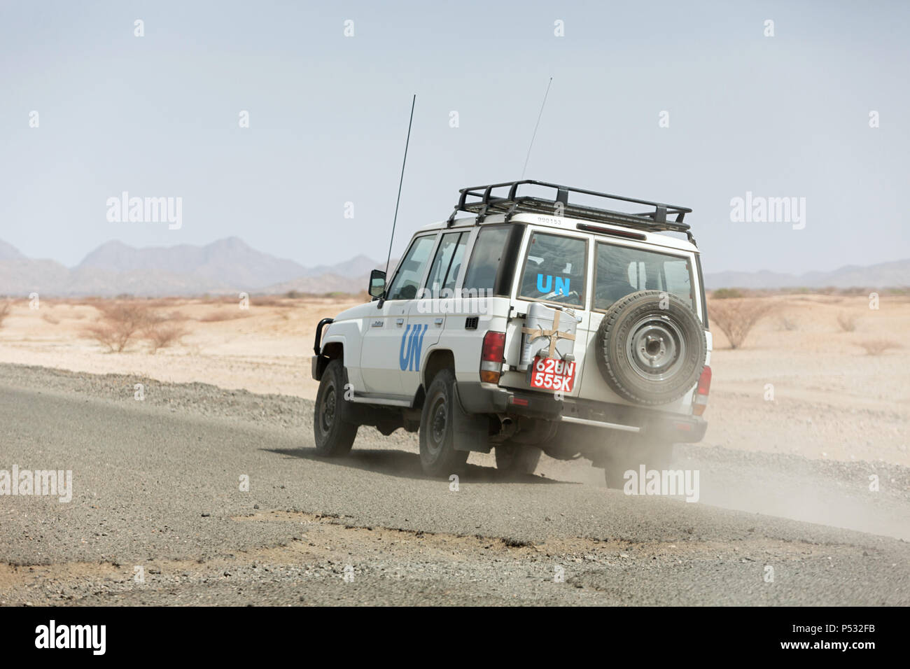 KAKUMA, KENYA - A UN Toyota Land Rover whirls dust on its way to Kakuma ...