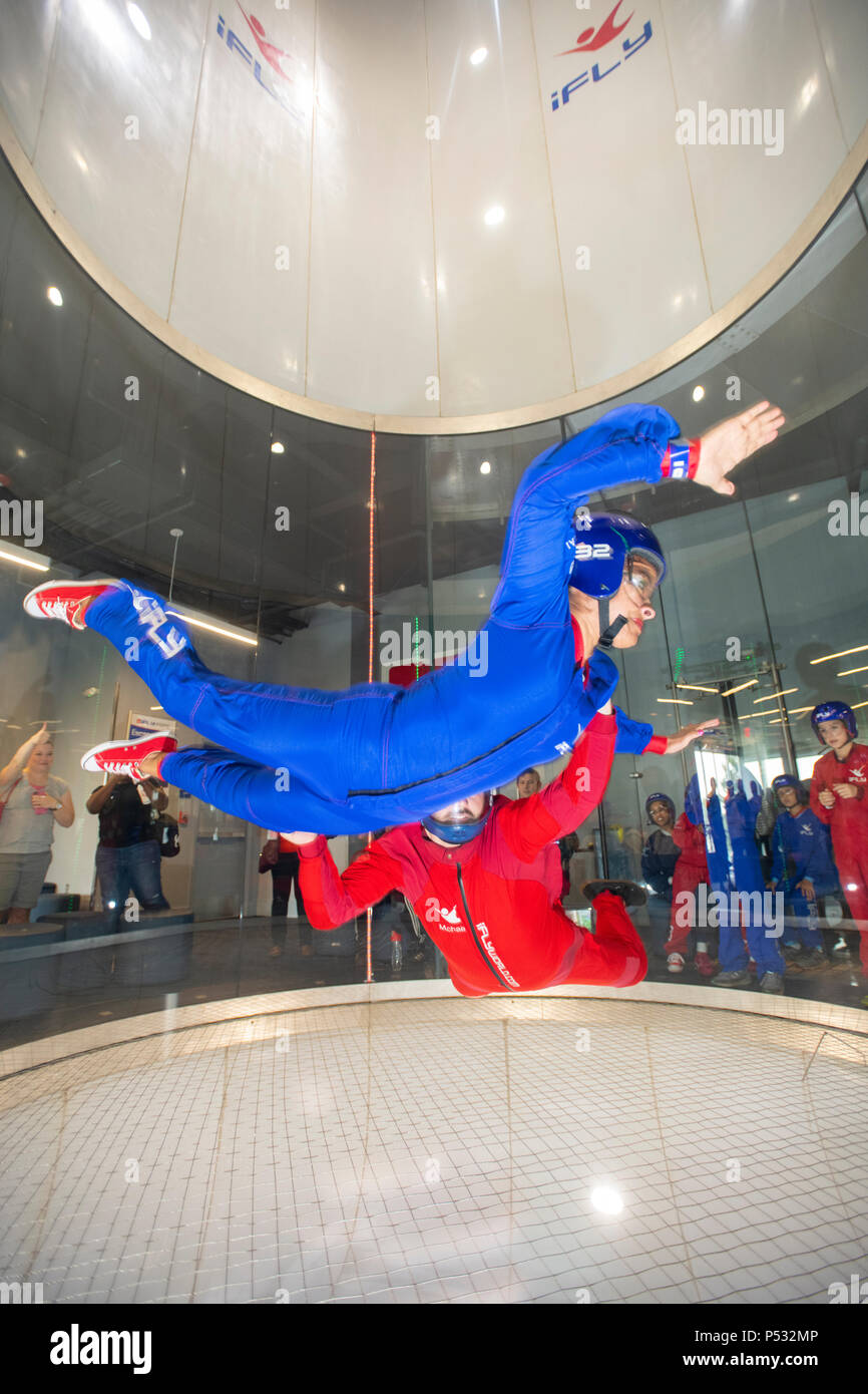 iFly wind tunnel indoor skydiving giving the participant the feeling of ...