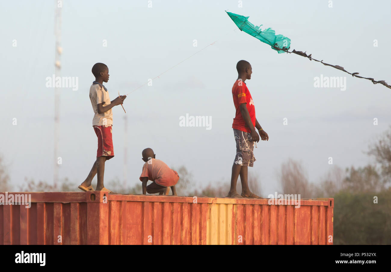 Kakuma, Kenya - In the Kakuma refugee camp, refugees flee a kite Stock ...