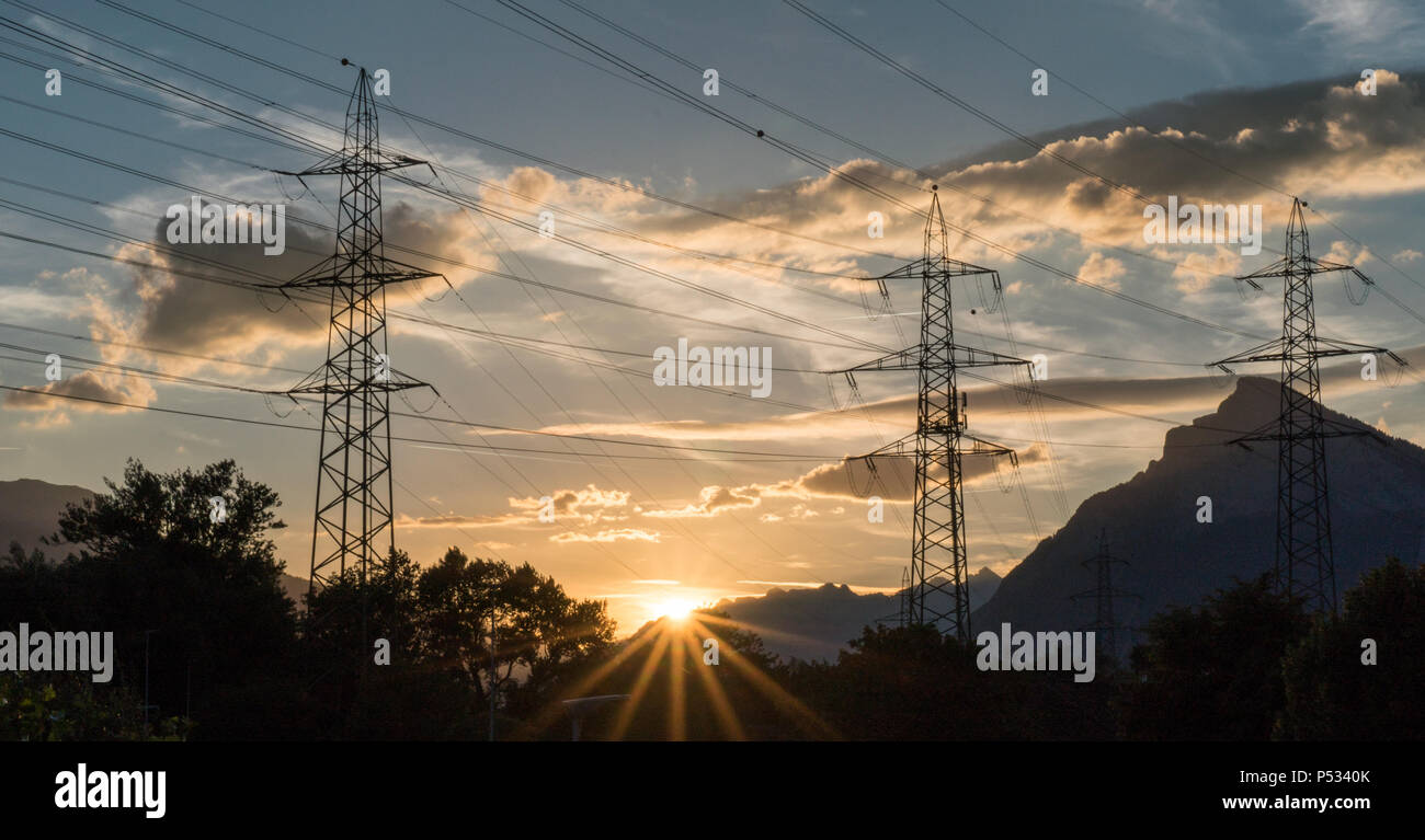 With power lines in the foreground hi-res stock photography and images ...