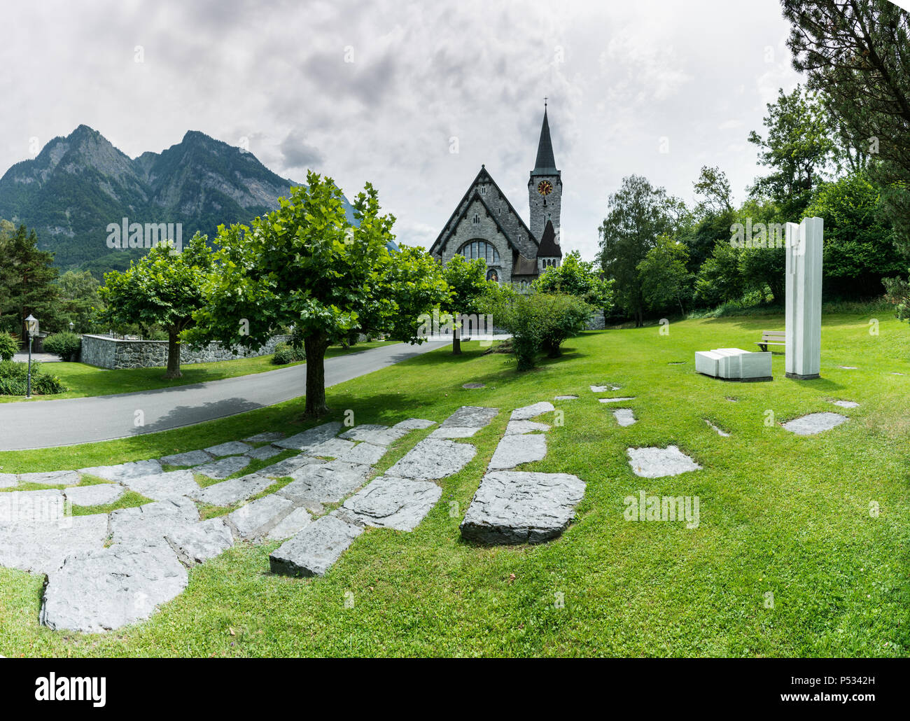 historic church in the village of Balzers in Liechtenstein Stock Photo ...