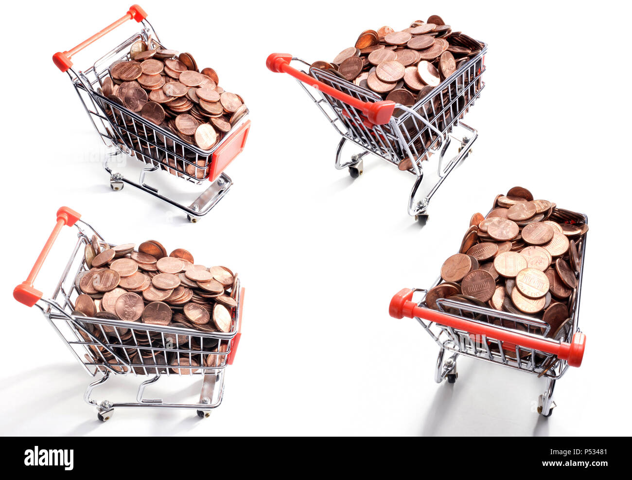 an image of coins in shopping cart Stock Photo - Alamy