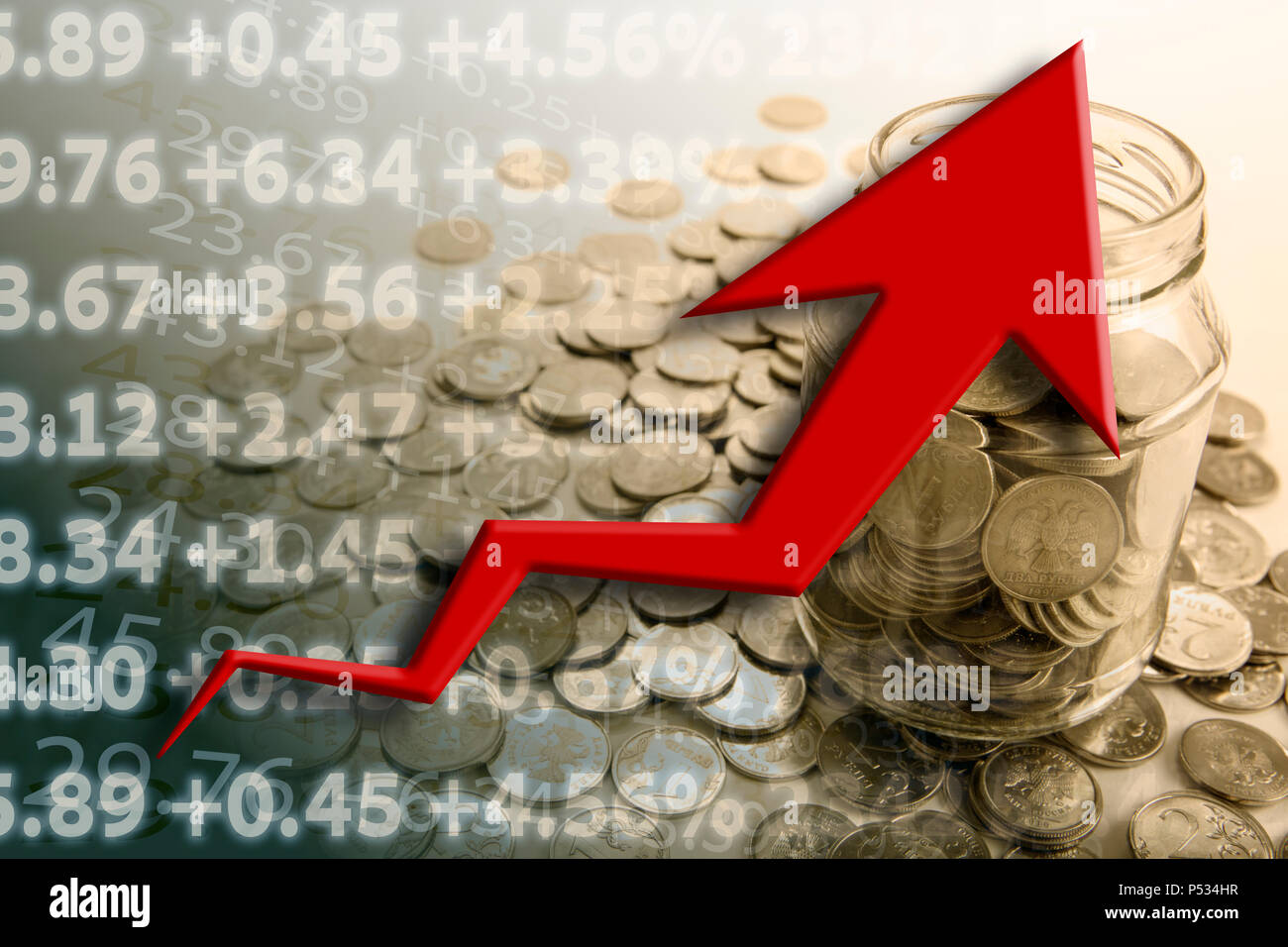 bank of coins with digits and diagram close up Stock Photo - Alamy
