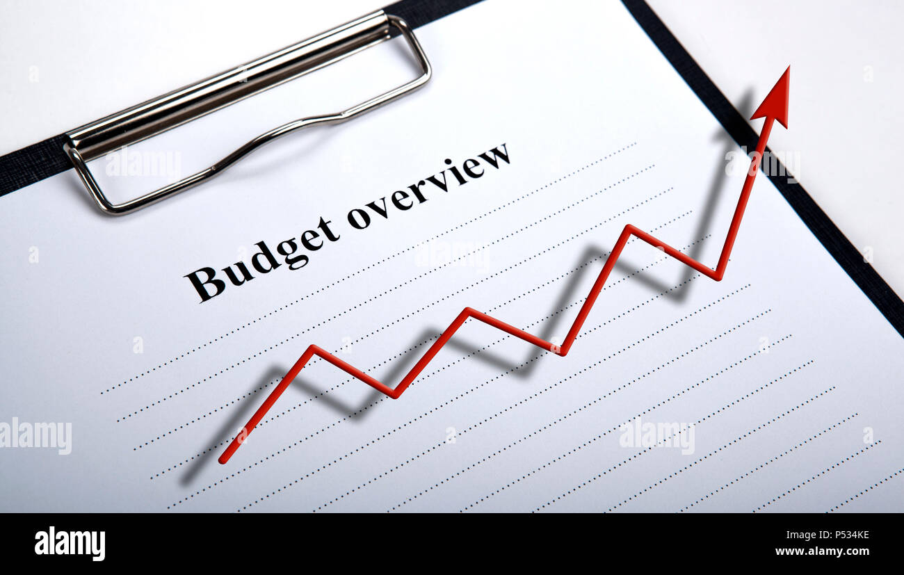 document with title budget overview and diagram close up Stock Photo ...
