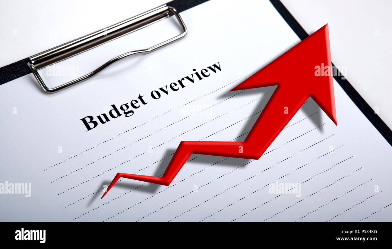 document with title budget overview and diagram close up Stock Photo ...