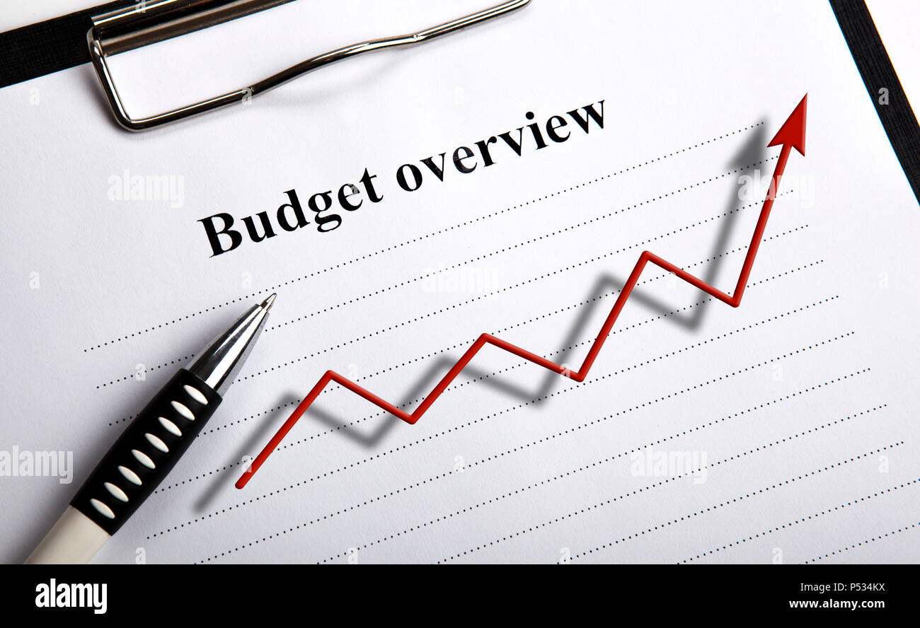 document with title budget overview and diagram close up Stock Photo ...