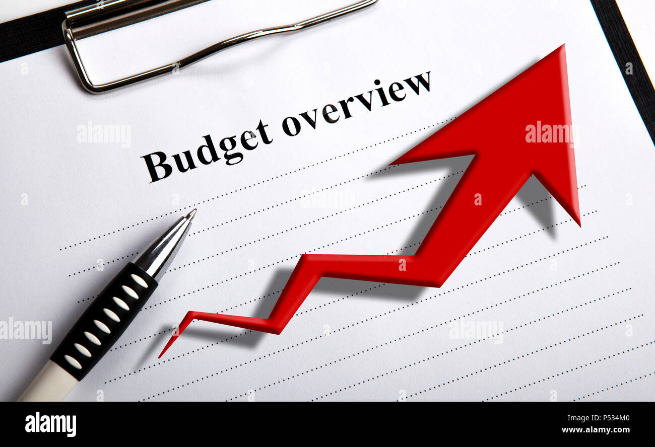 document with title budget overview and diagram close up Stock Photo ...