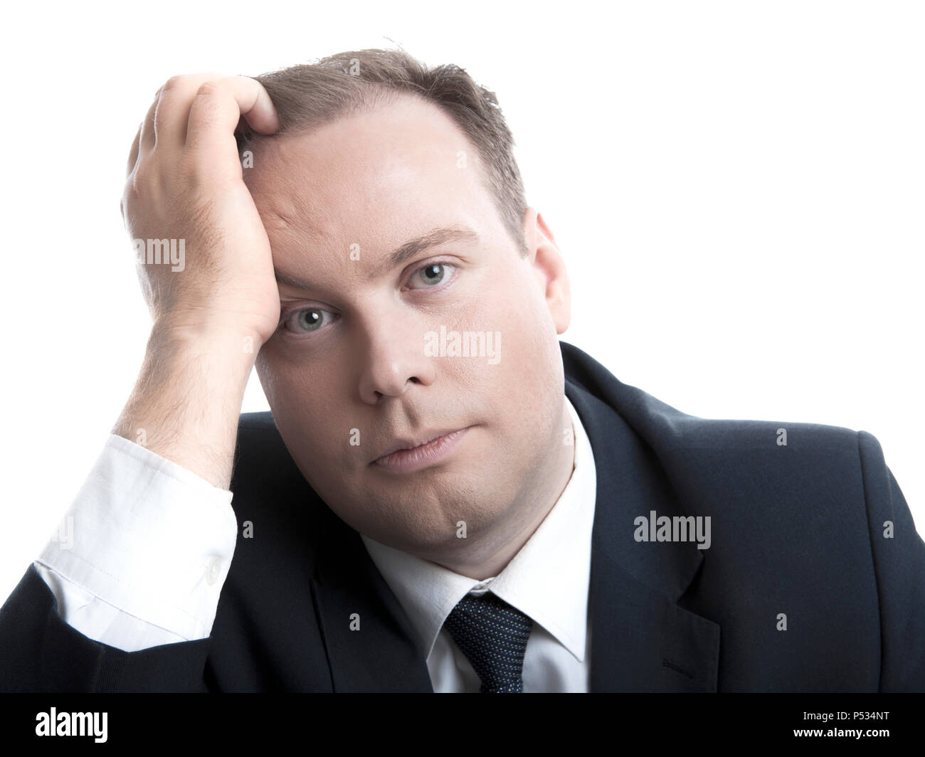 portrait of sad businessman men on a white background Stock Photo - Alamy
