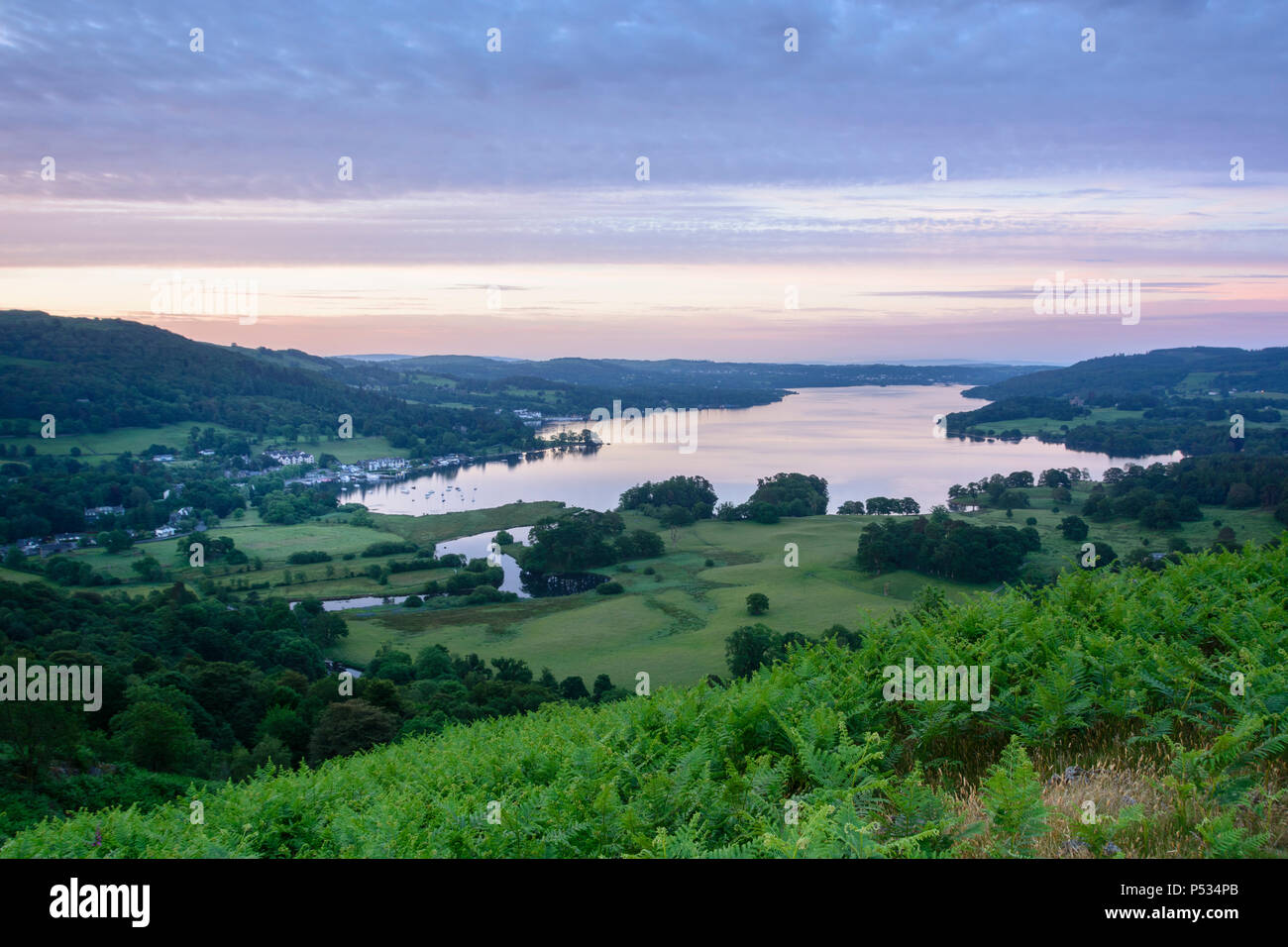 Classic view of Lake Windermere from Loughrigg Fell, Ambleside, Lake ...