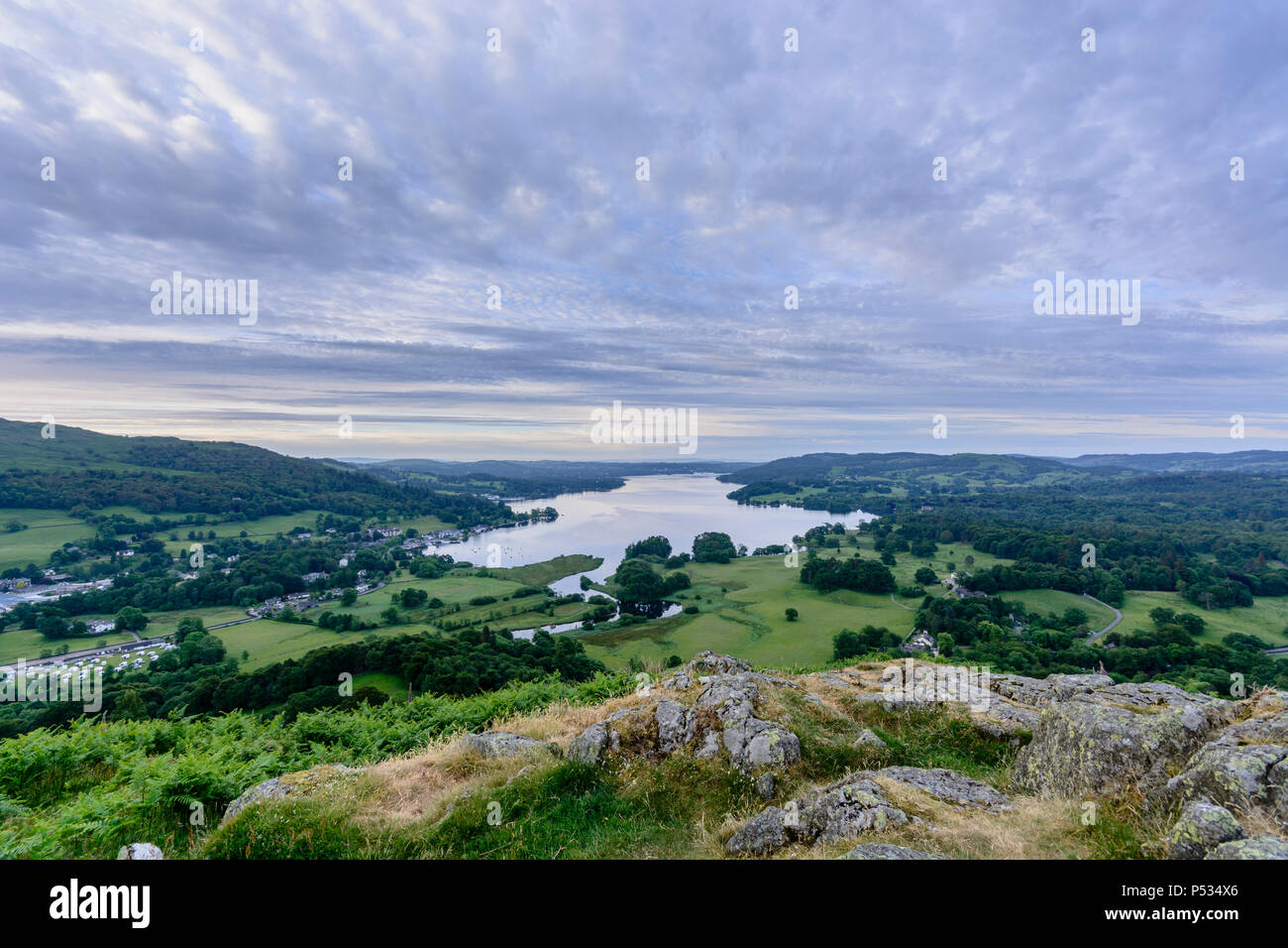 Classic view of Lake Windermere from Loughrigg Fell, Ambleside, Lake ...