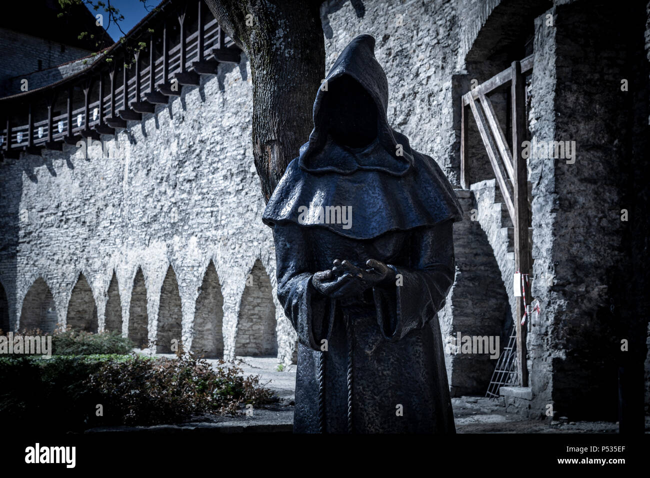 Monk statue in Tallin, Estonia Stock Photo - Alamy