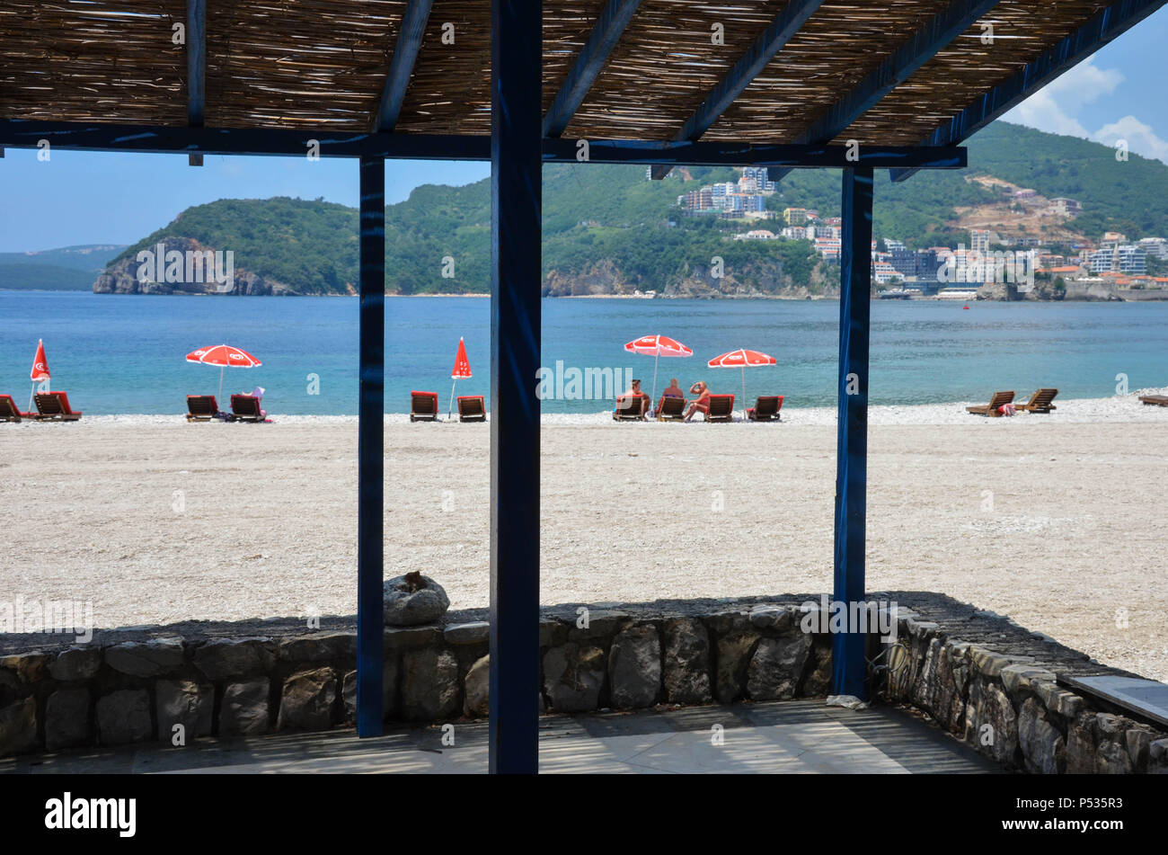 Beach on Sveti Nikola Island (known as 'Hawaii' or 'Školj'), Budva ...