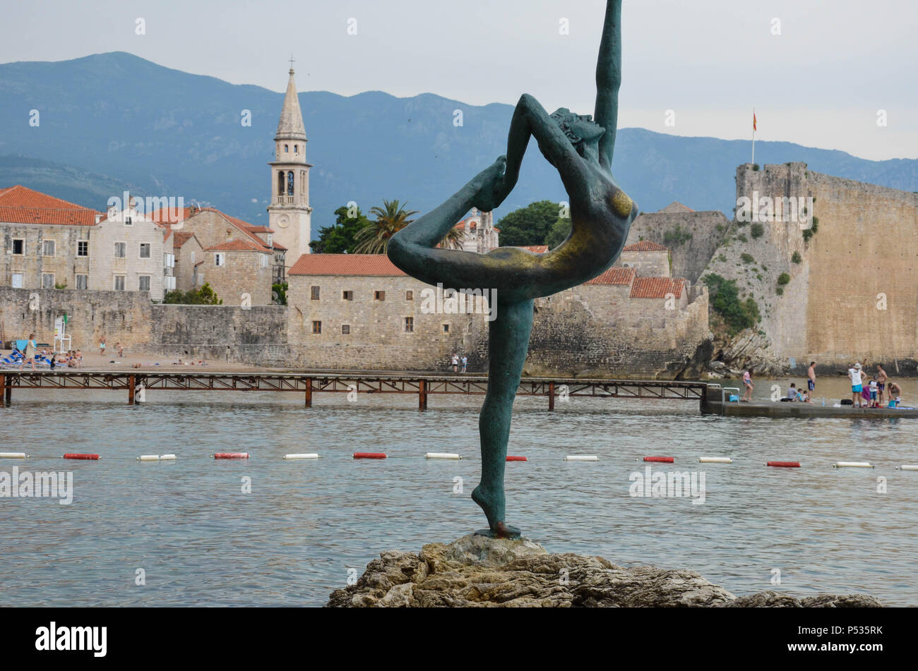 Statue of a ballet dancer, Old Town (Stari Grad), Budva, Montenegro ...