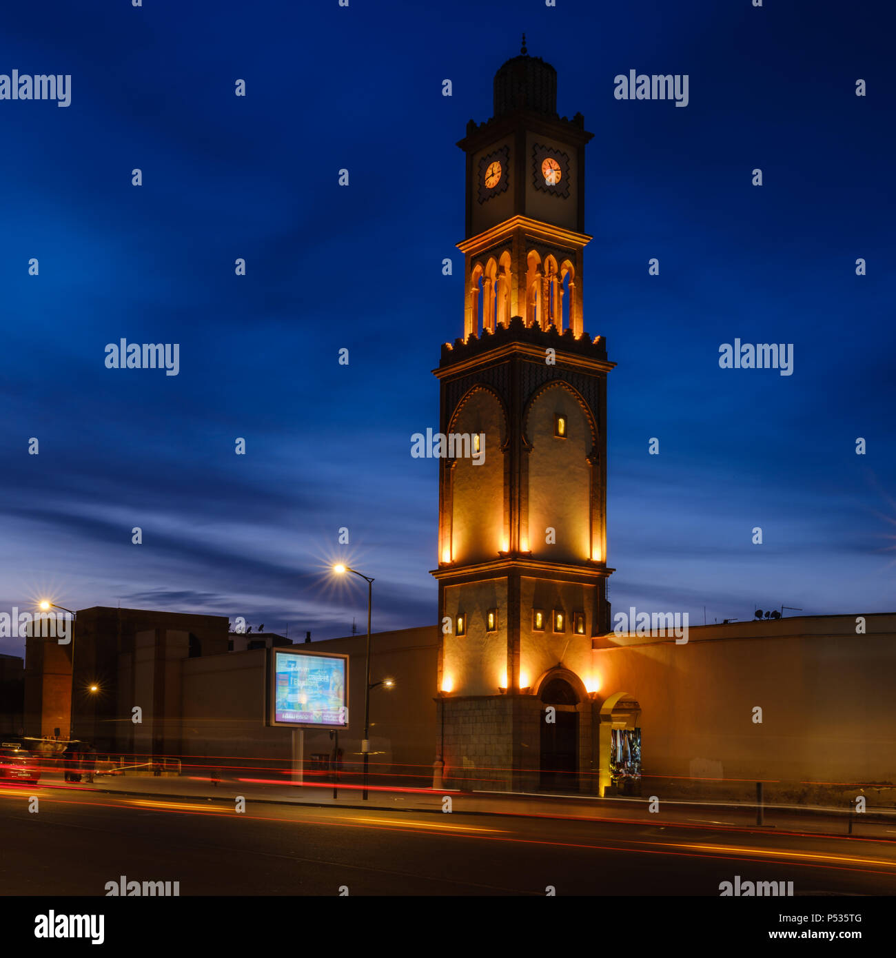 CASABLANCA, MOROCCO - CIRCA APRIL 2017: Clock Tower outside the Medina ...