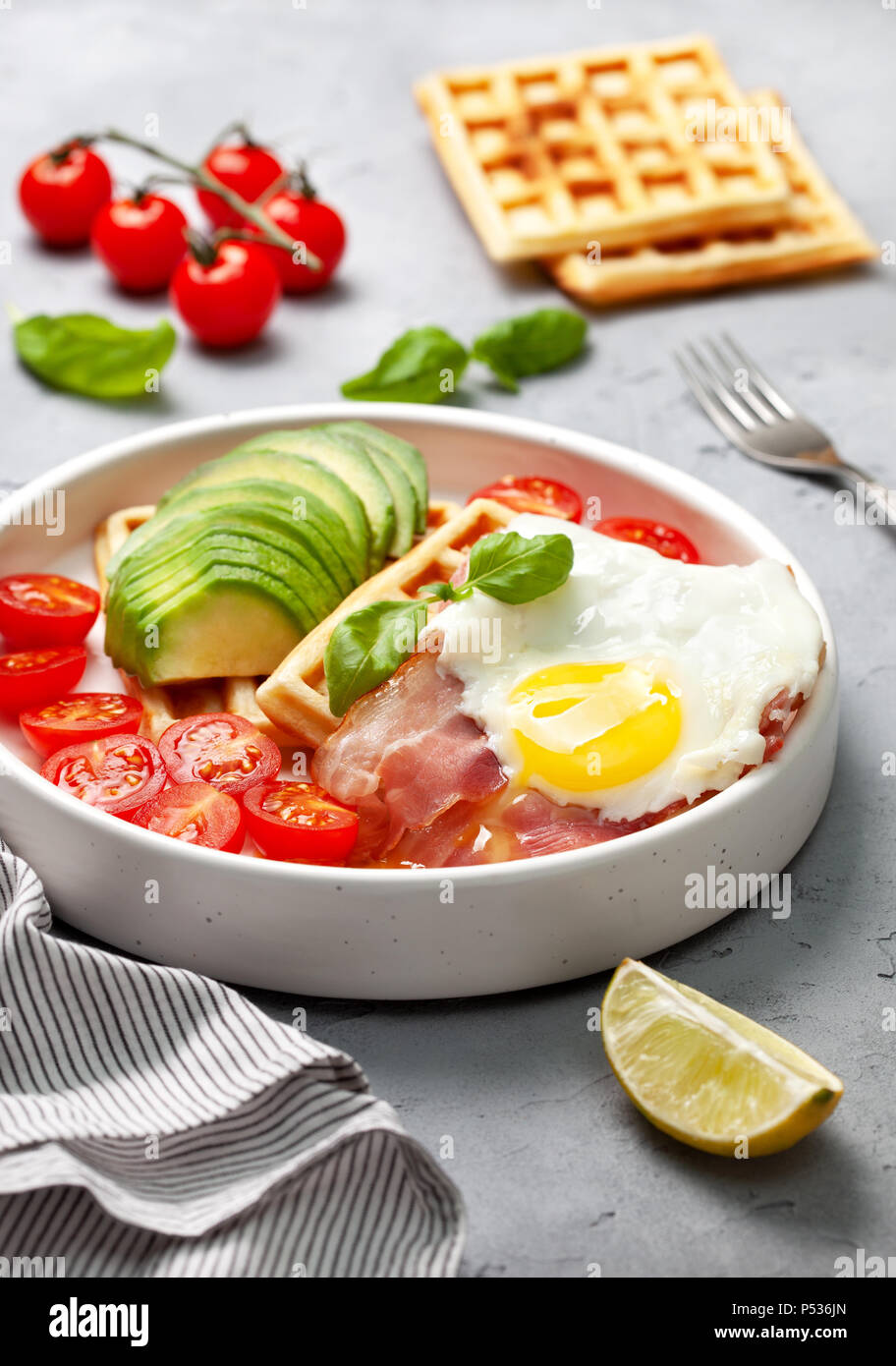 Waffles breakfast bacon hi-res stock photography and images - Alamy