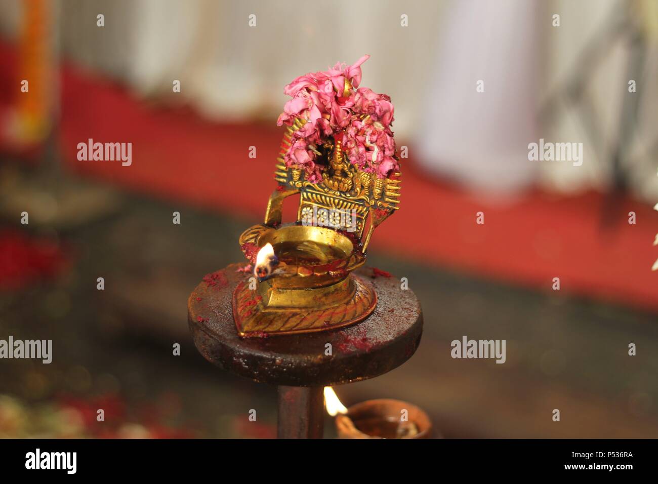 South Indian devotional Lamp. Kamatchi Amman vilaku Stock Photo - Alamy