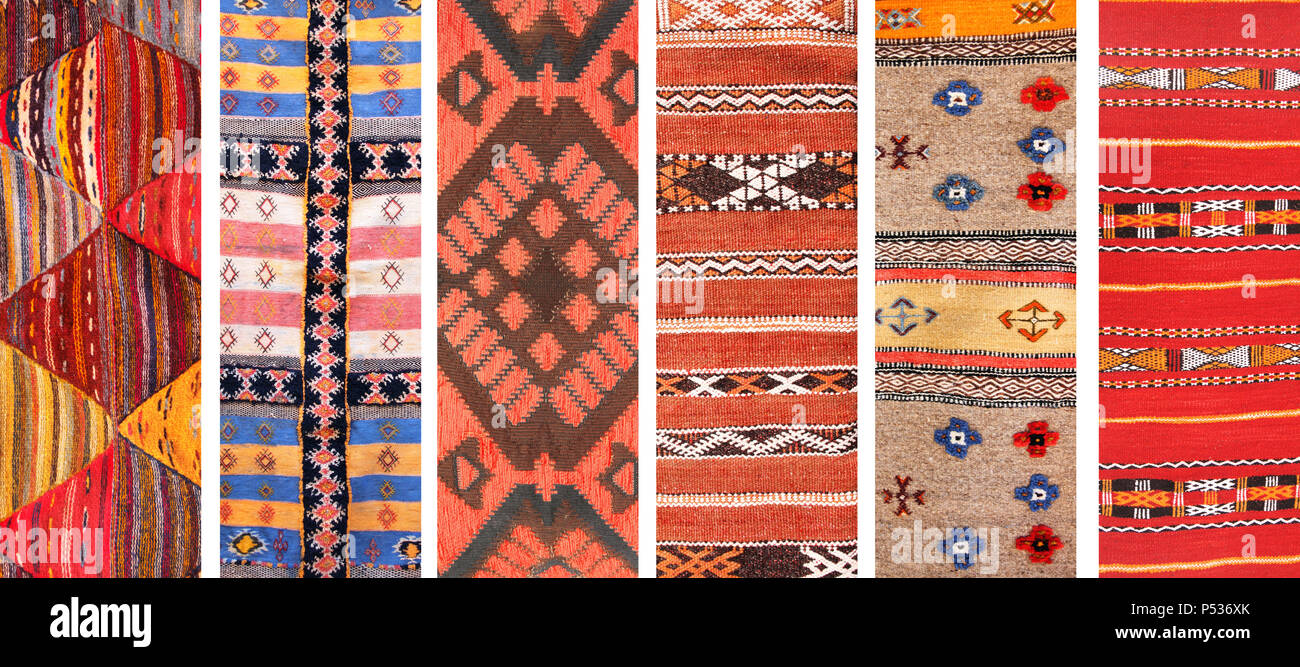 Set of banners with textures of berber traditional wool carpet with ...