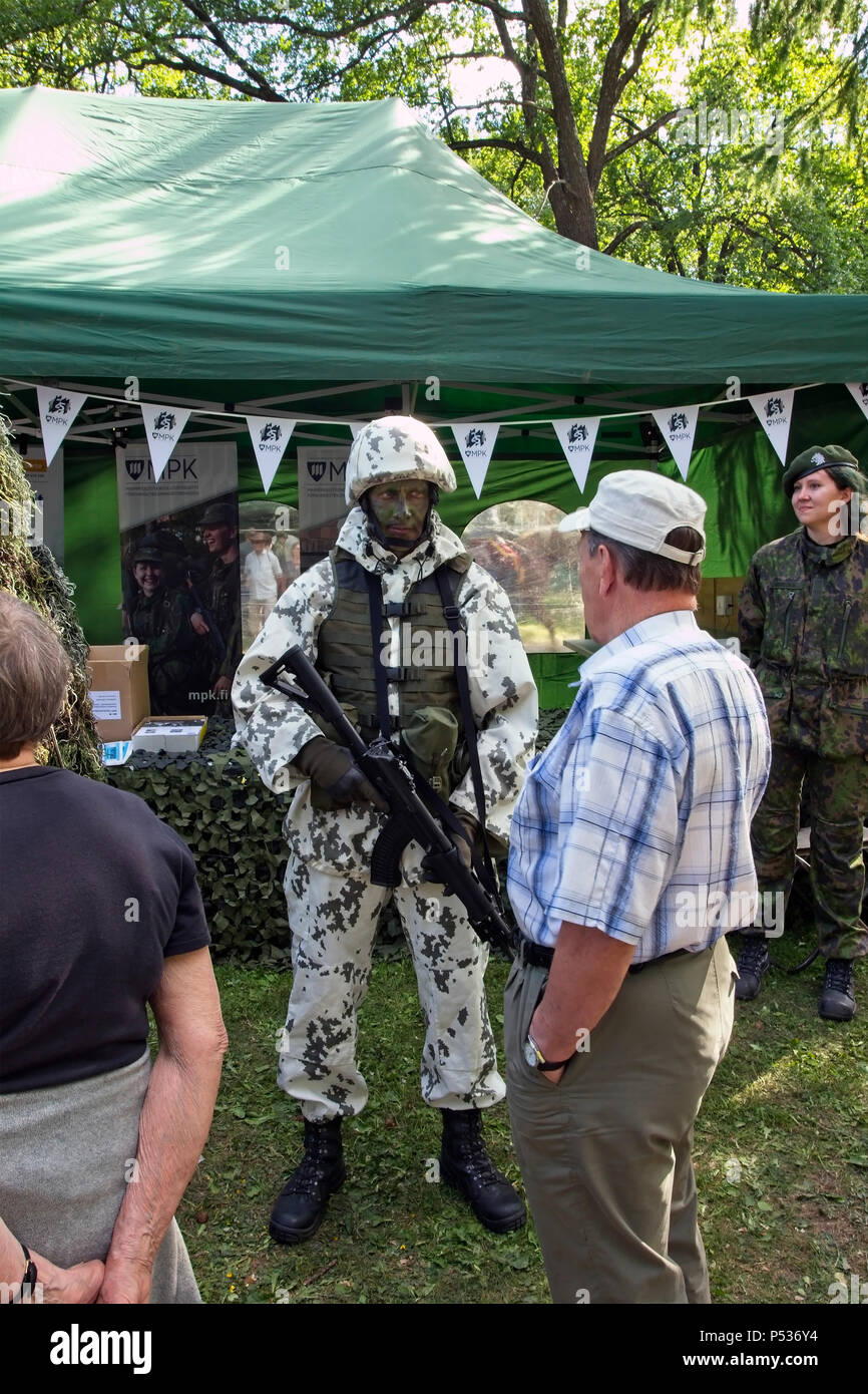 Finnish Defence Forces soldier in camouflage, Lappeenranta Finland ...
