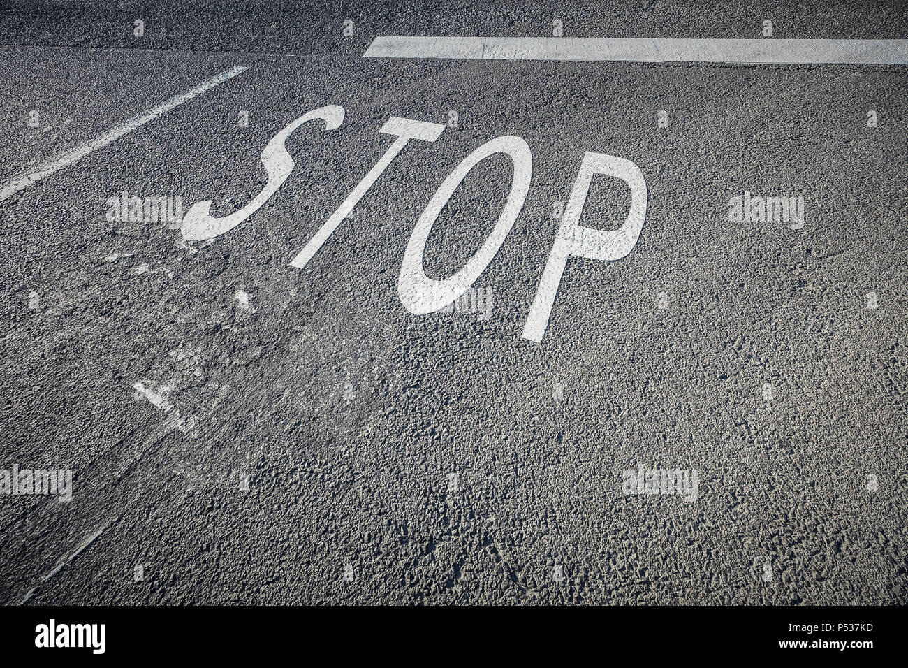 Traffic sign on a street without cars Stock Photo - Alamy