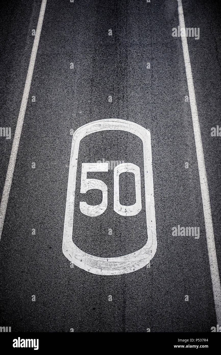 Traffic sign on a street without cars Stock Photo - Alamy