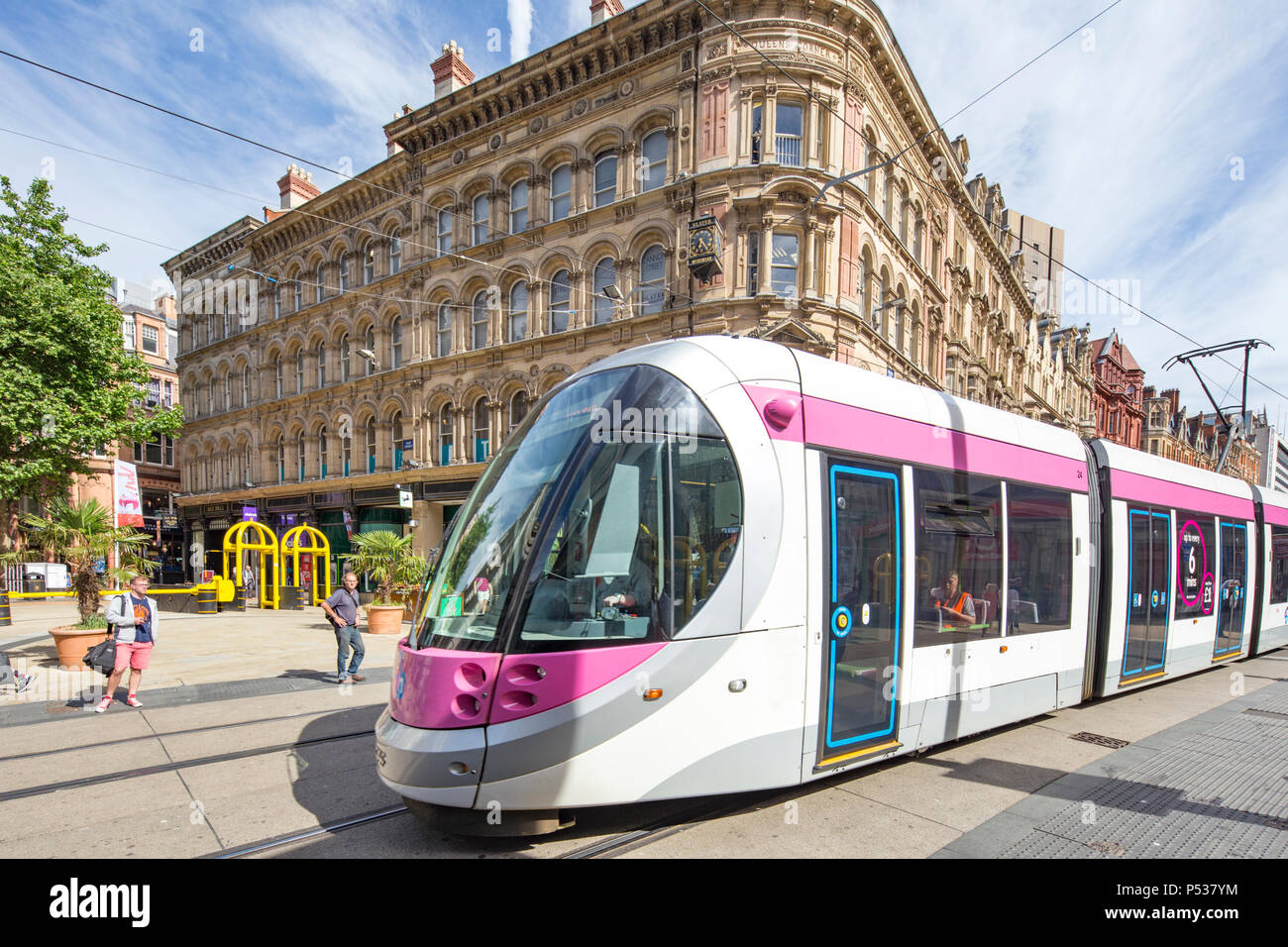 Birmingham bound West Midlands Metro crossing New St, Birmingham, the ...