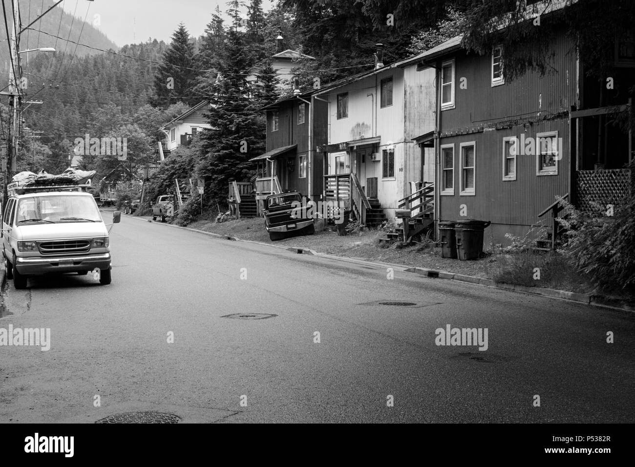 Alaska traditional wooden architecture houses street nature mountain ...