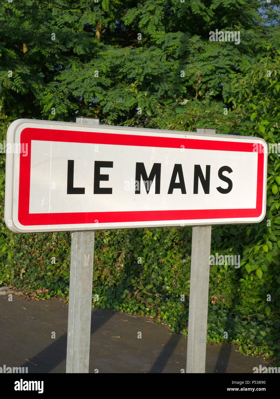Town sign for Le Mans, the traditional home for the 24 hour Le Mans ...