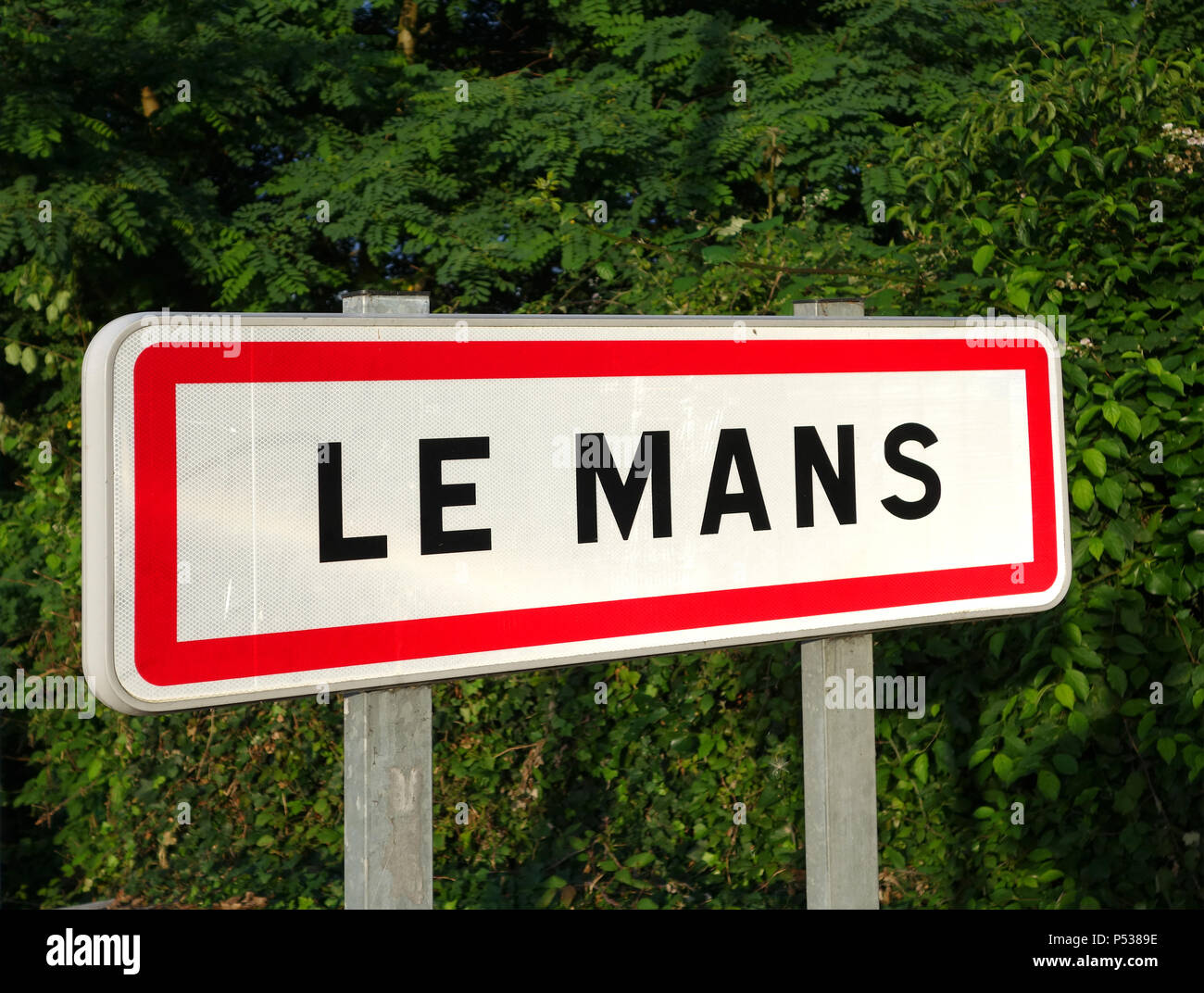 Town sign for Le Mans, the traditional home for the 24 hour Le Mans ...