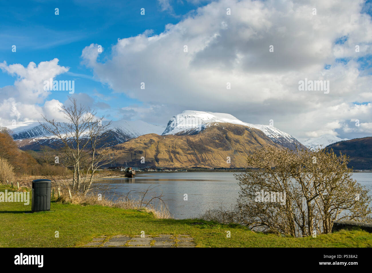 Ben Nevis from Corpach near Fort William, Highland Region, Scotland, UK ...