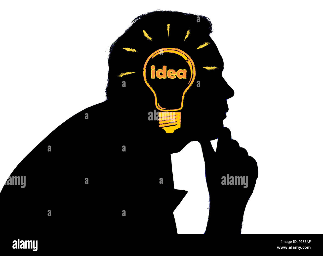 portrait of a man with an idea on a white background Stock Photo - Alamy