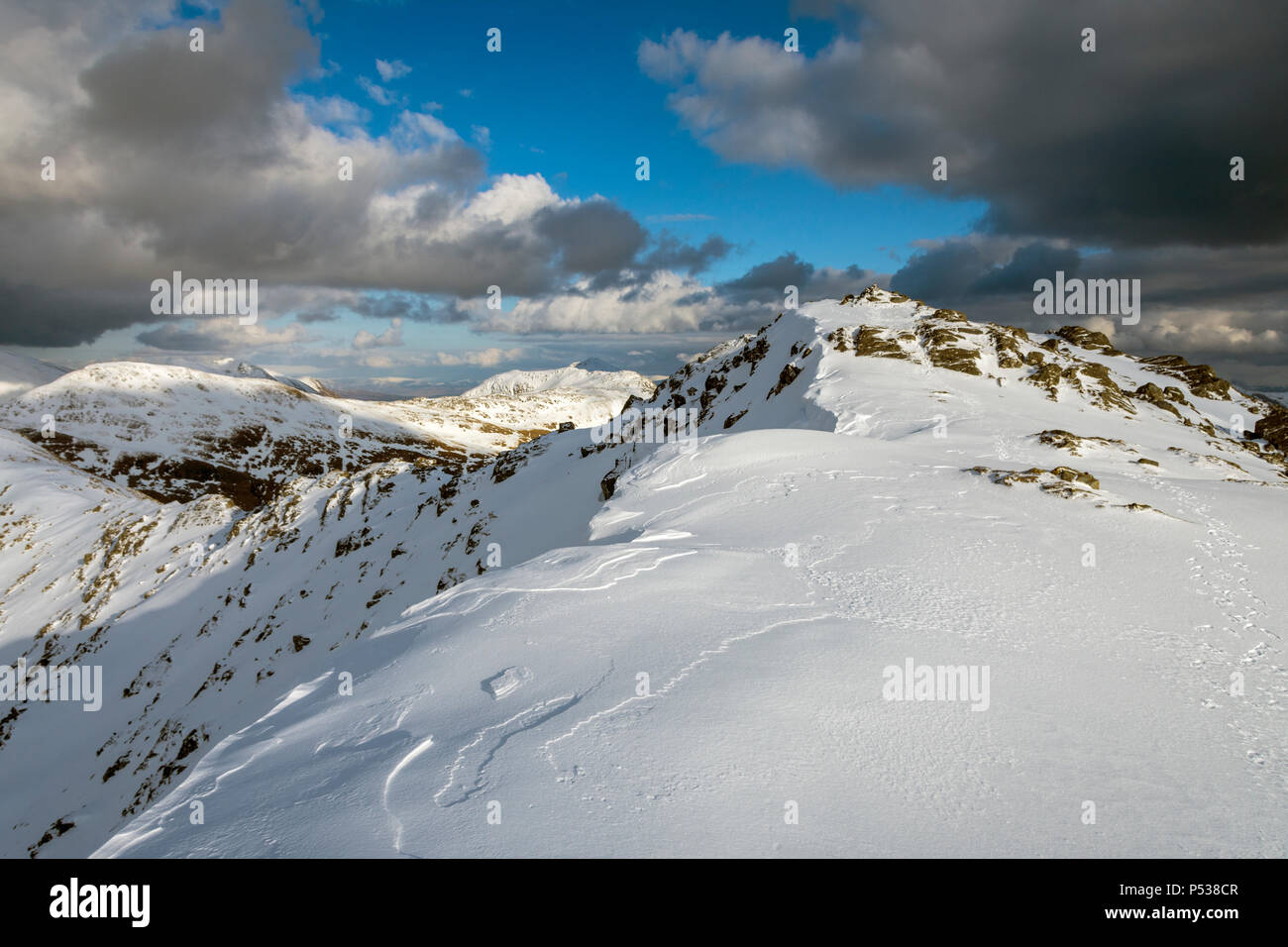At the summit of Buidhe Bheinn, above Kinloch Hourn, Highland Region ...