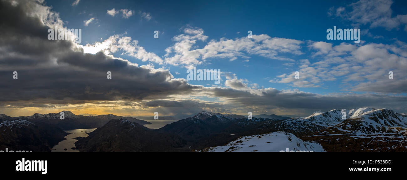 Western panorama from the summit of Buidhe Bheinn above Kinloch Hourn ...