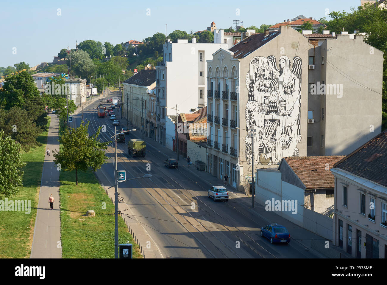Belgrade, Serbia - May 03, 2018: Morning view on beautiful houses on ...