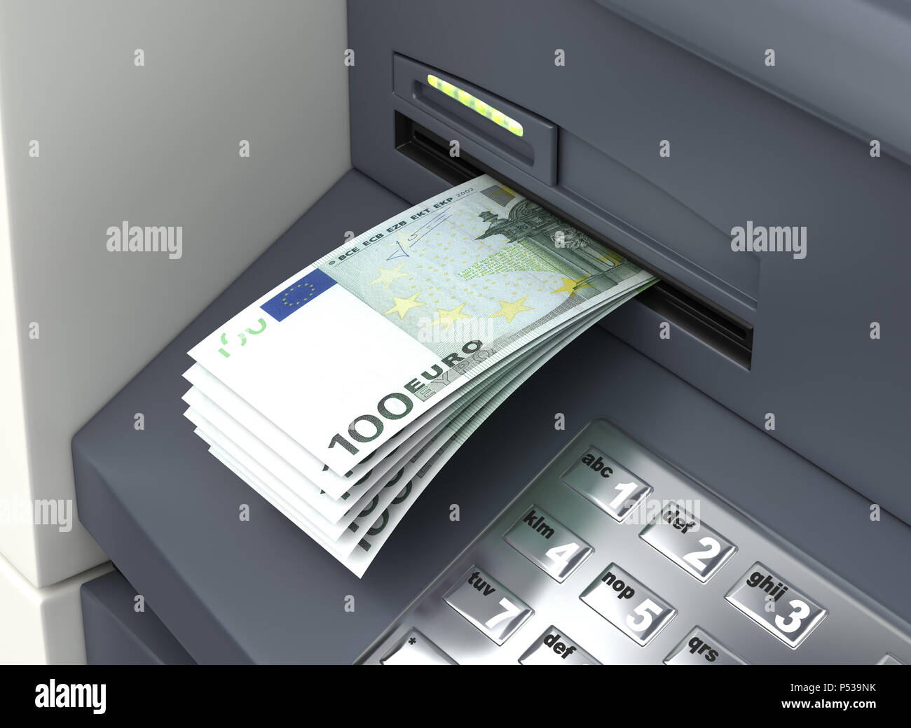 Withdrawal Euro From The ATM Stock Photo - Alamy