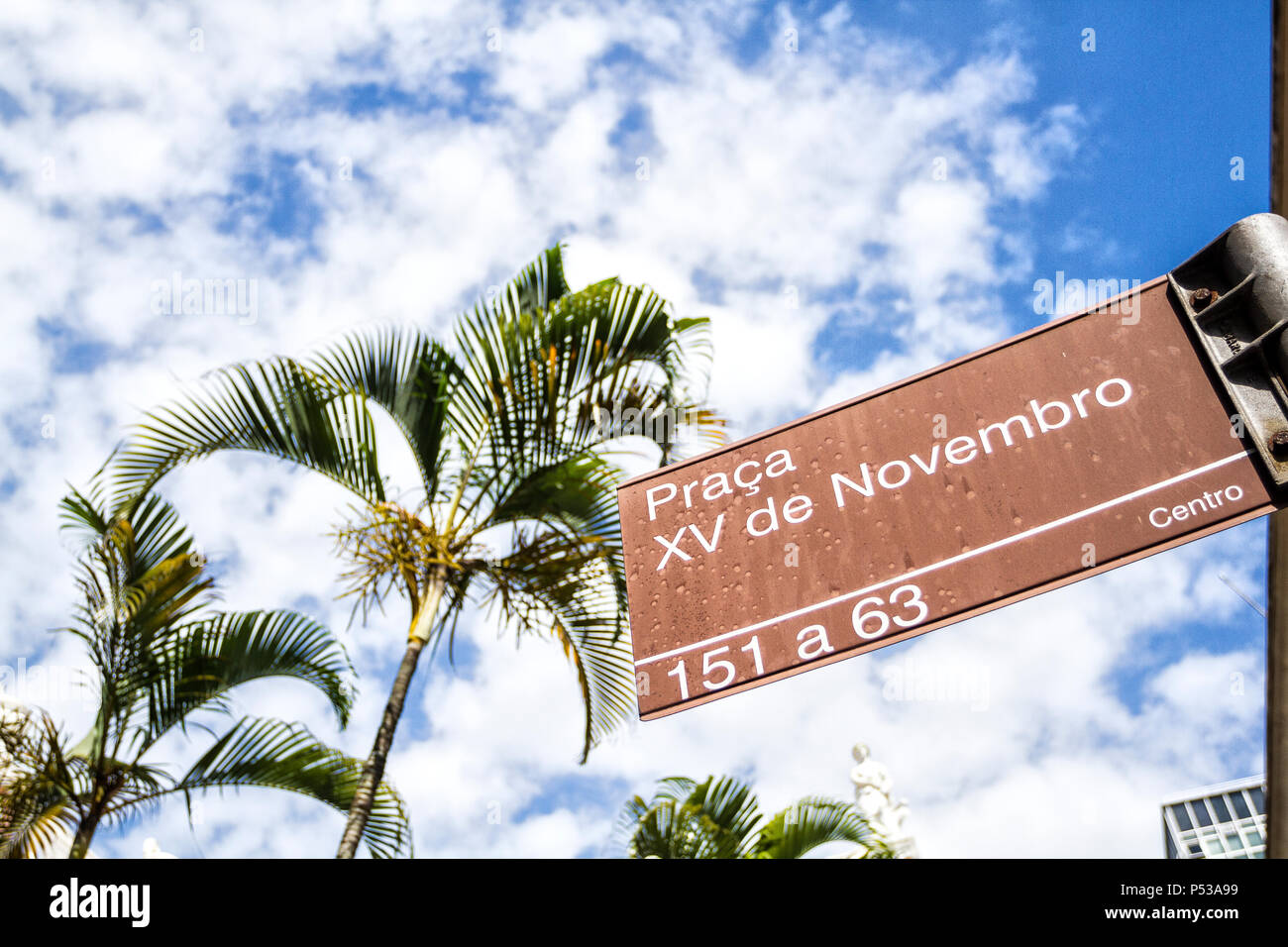 Square name sign in downtown. Florianopolis, Santa Catarina, Brazil ...