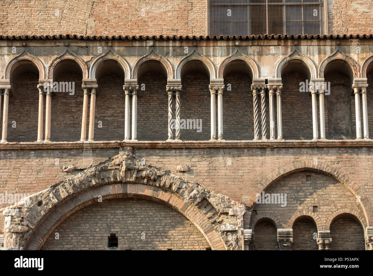 the side wall of Ferrara cathedral, Basilica Cattedrale di San Giorgio ...