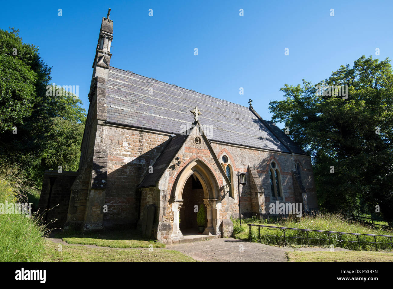 Summer at the Holy Trinity Church in Bulcote, Nottinghamshire England ...