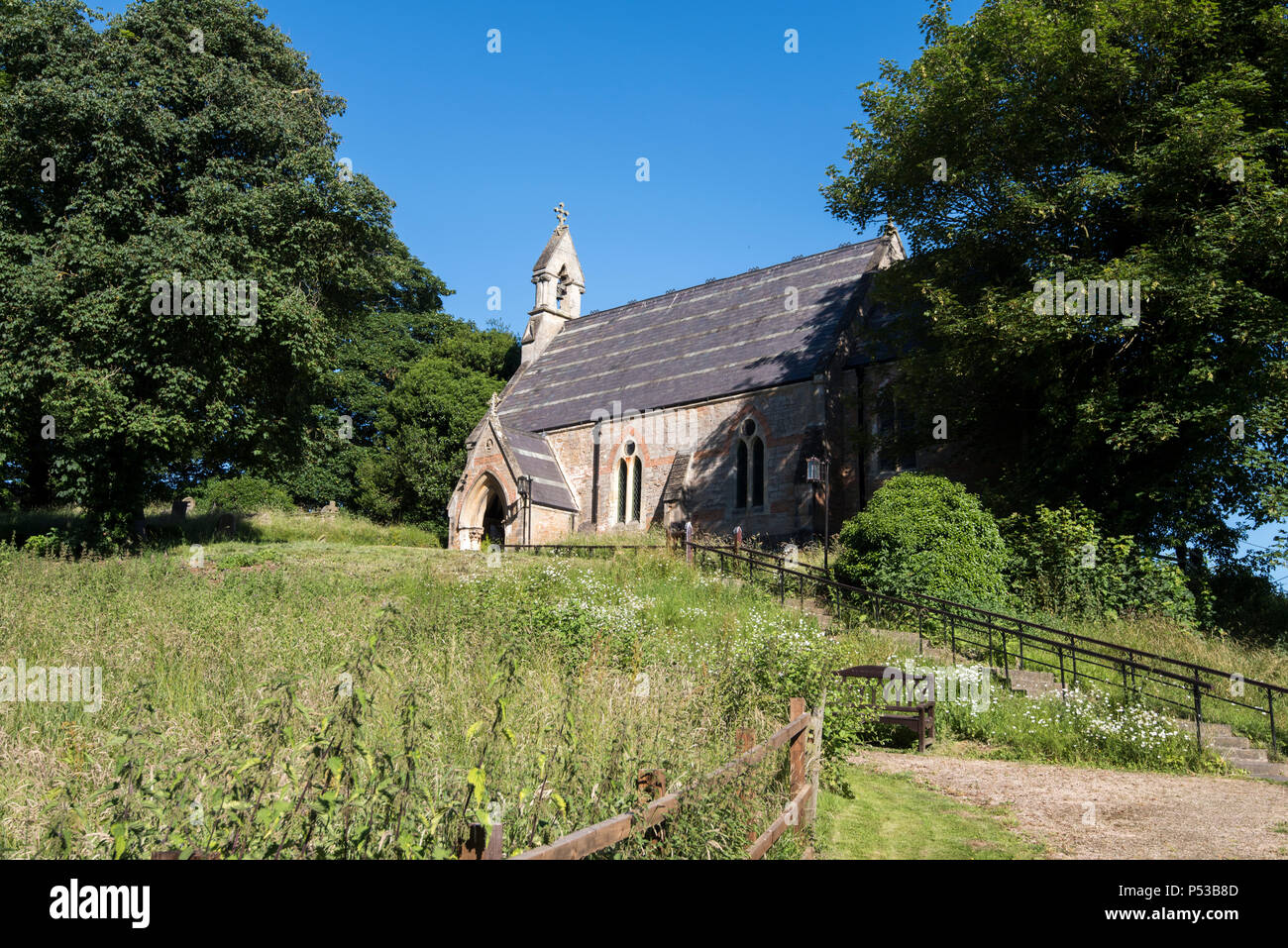 Summer at the Holy Trinity Church in Bulcote, Nottinghamshire England ...