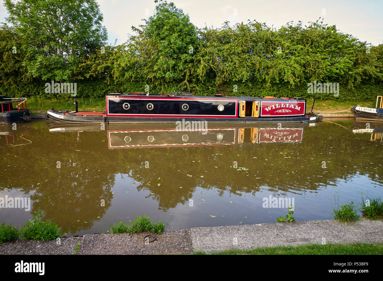 Stowe Hill Marine built tug style narrowboat William viewed from the ...