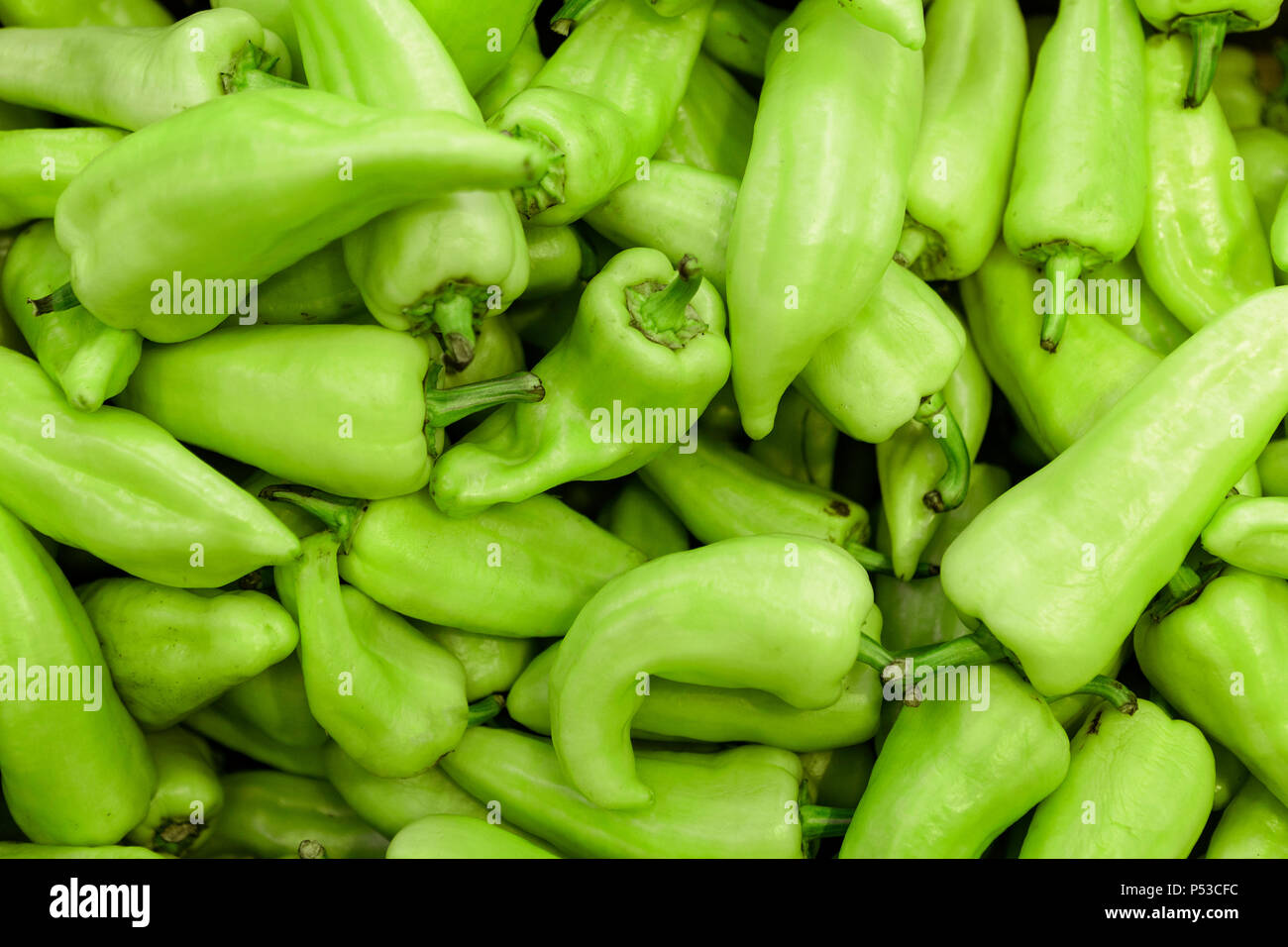 The green bell pepper is spread out evenly Stock Photo - Alamy