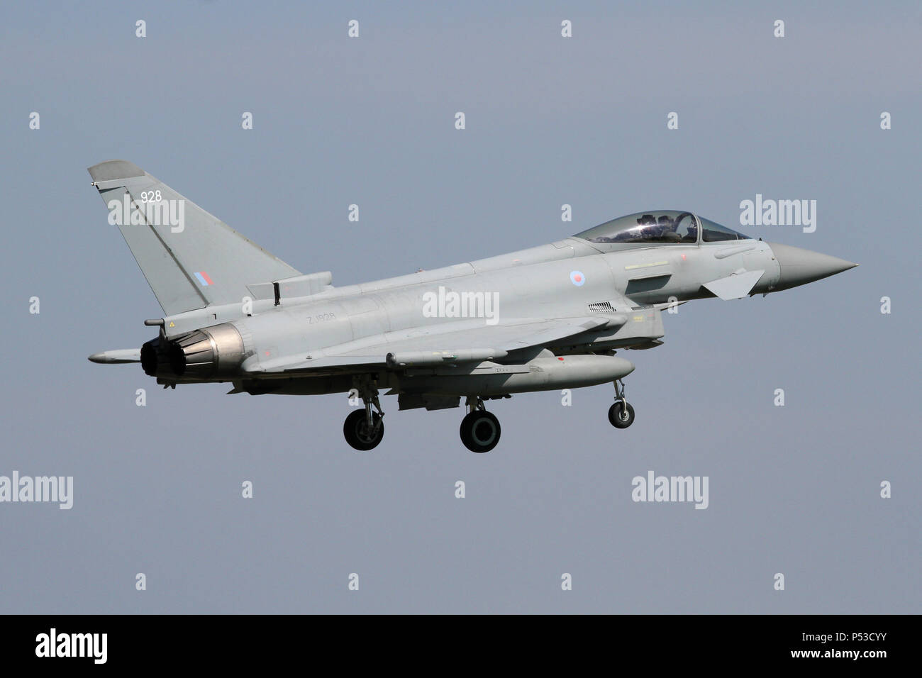 Tranche one RAF Eurofighter Typhoon FGR4 on final approach to RAF ...