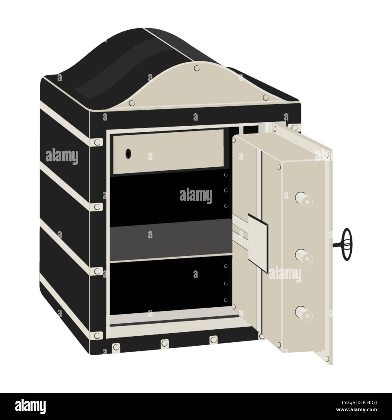 Metal safe with open door. Angle view. Flat vector Stock Vector Image ...